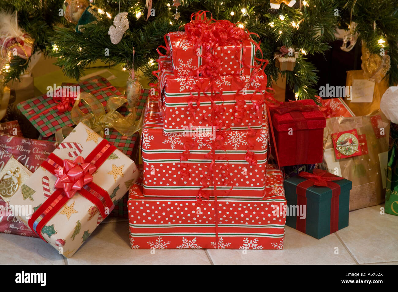 Christmas presents under the tree Stock Photo - Alamy