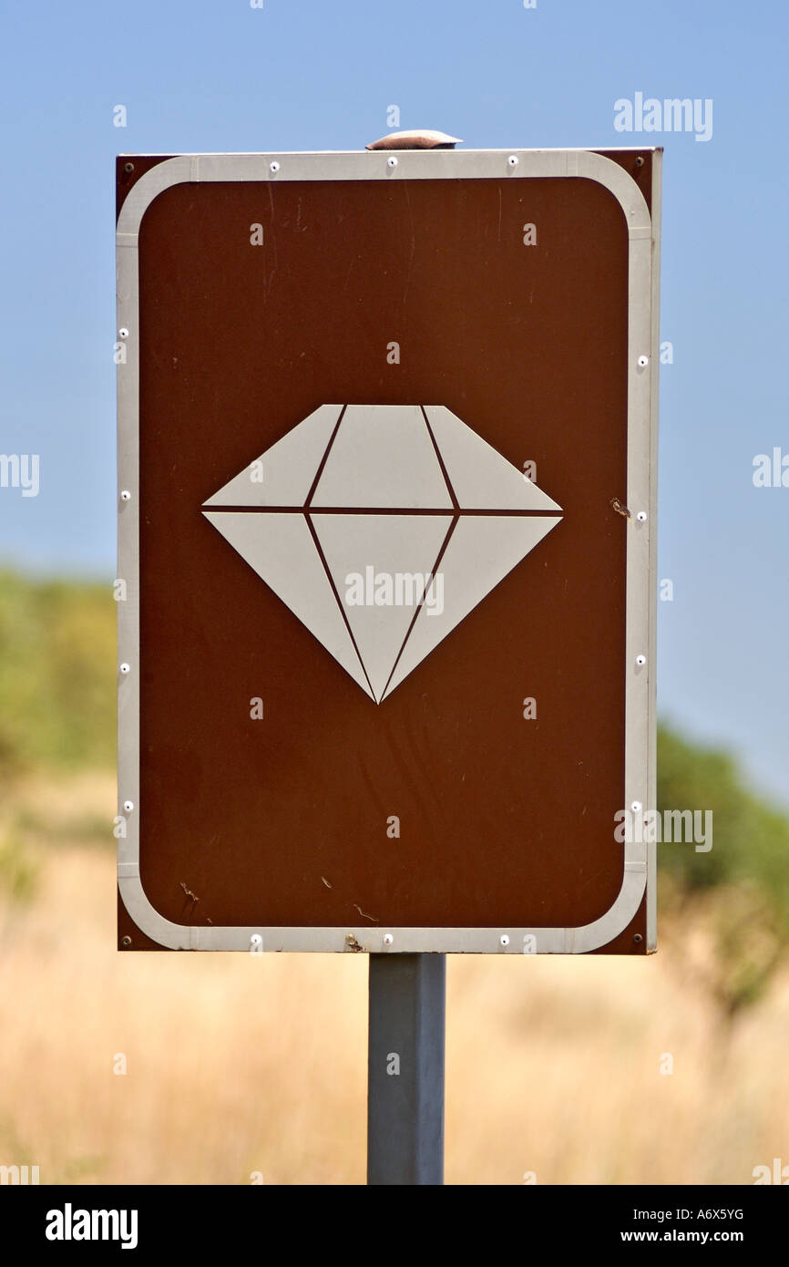 A road sign with a diamond on it near the diamond mining town of ...