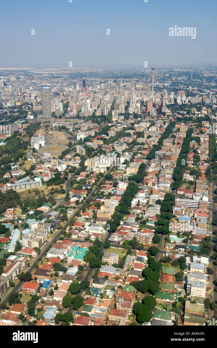 Aerial view of downtown Johannesburg and its eastern suburbs in South ... Aerial view of downtown Johannesburg and its eastern suburbs in South ...