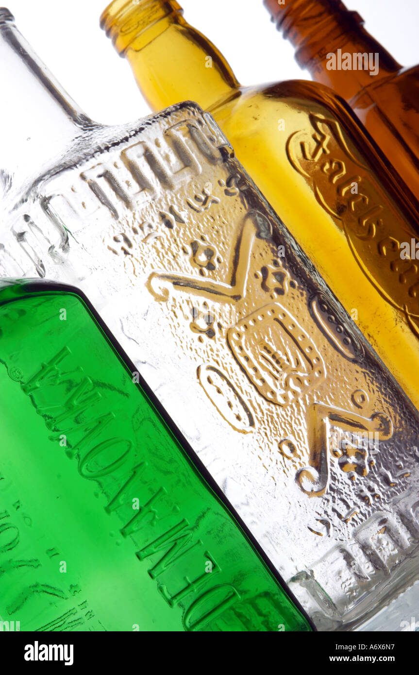 diagonal pictures bottles of alcohol drinks Stock Photo - Alamy