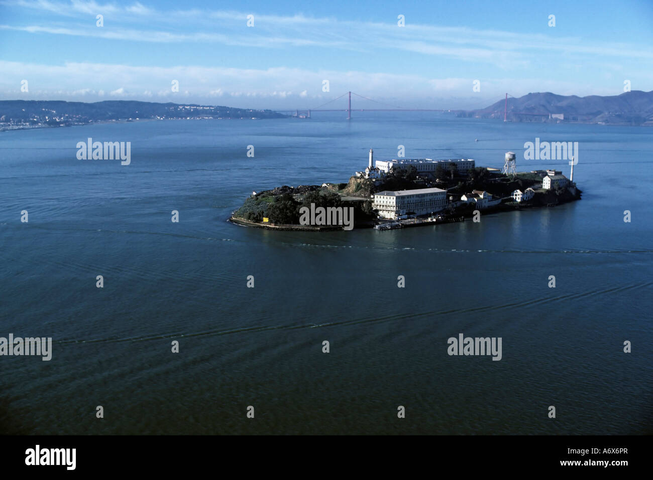 Aerial photo of Alcatraz Island in the San Francisco Bay Stock Photo ...
