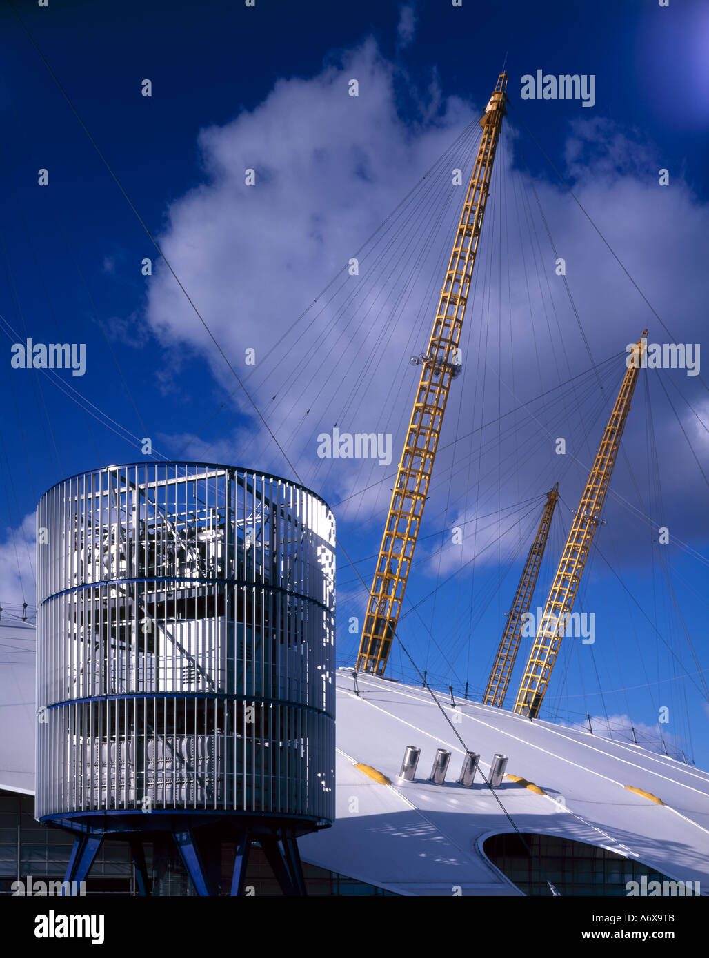 Millennium Dome, Greenwich, London, 2000. Exterior with service tower ...