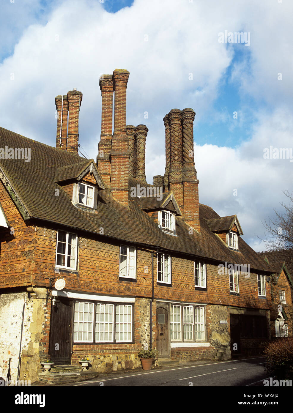 Red brick buildings built in typical surrey architecture style hi-res ...