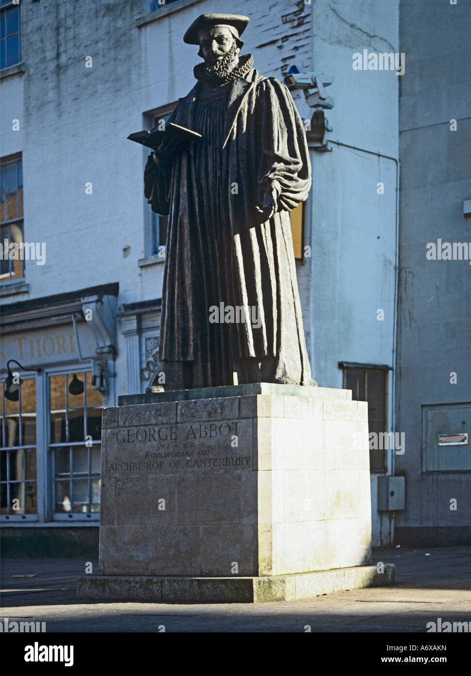 GUILDFORD SURREY UK February Statue of George Abbott Archbishop of ...