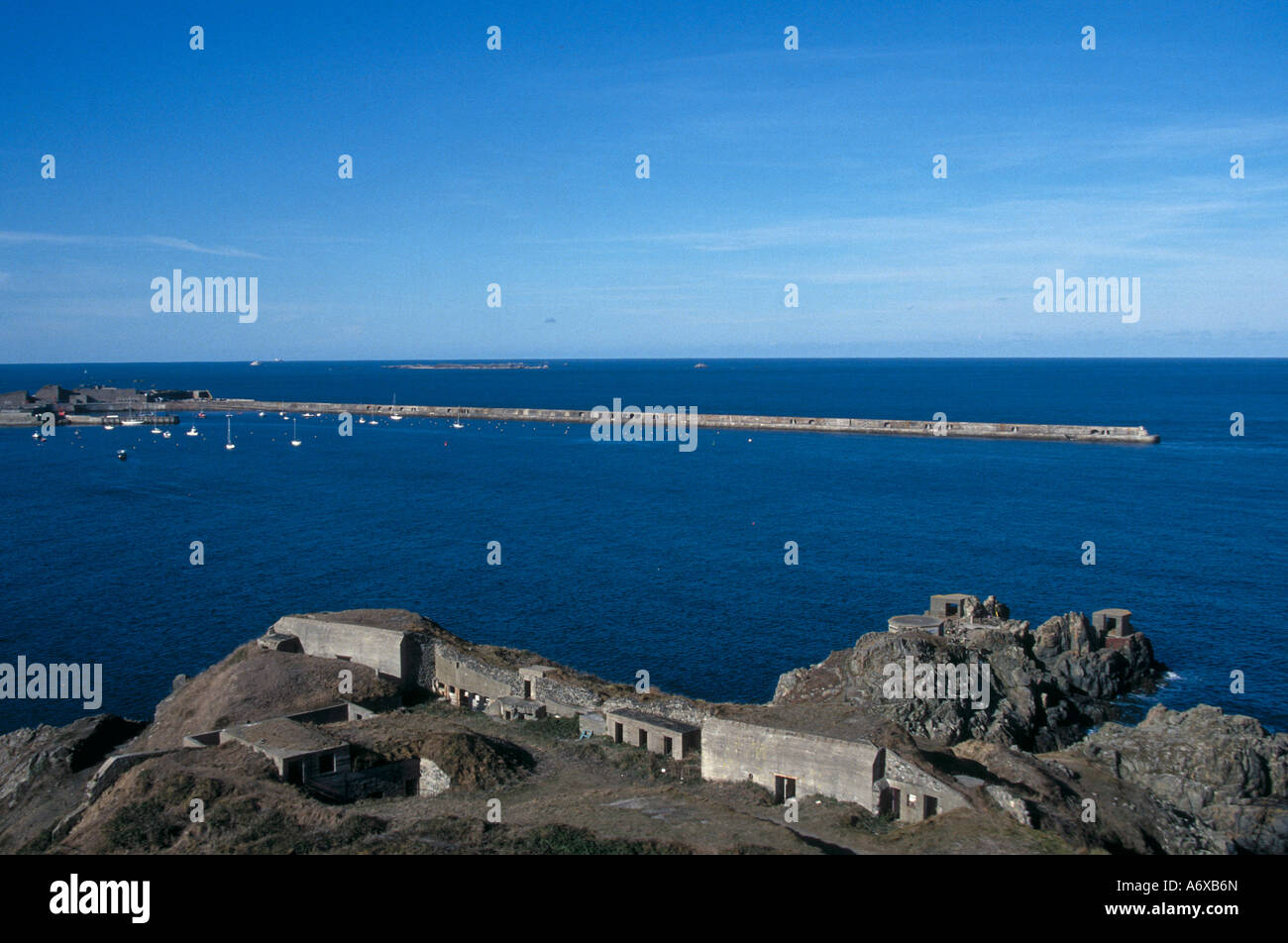 Alderney Breakwater from Fort Albert Stock Photo - Alamy