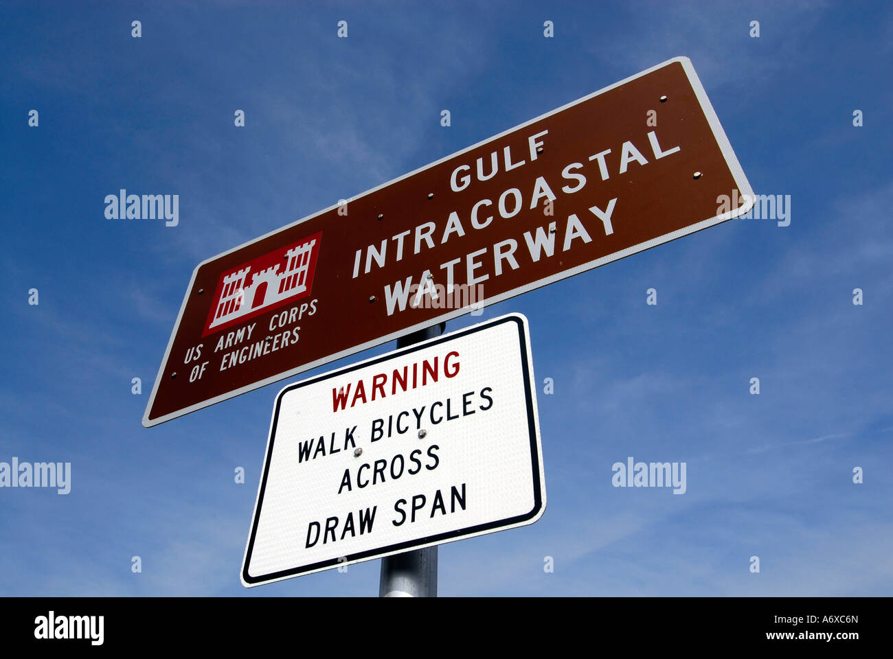 Sign showing the direction and route of the intercoastal waterway on ...