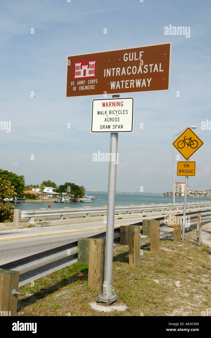 Sign showing the direction and route of the intercoastal waterway on ...