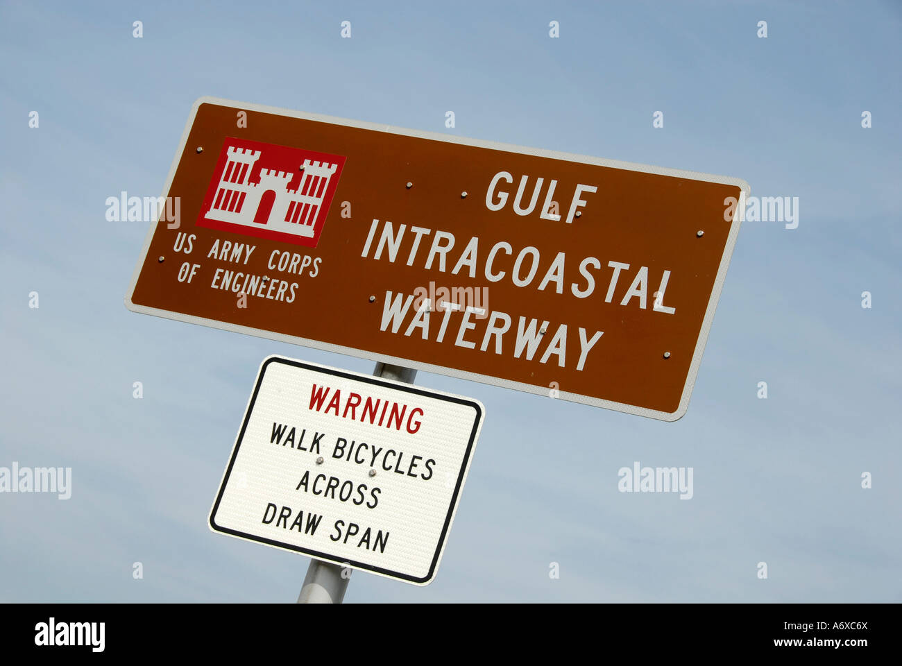 Sign showing the direction and route of the intercoastal waterway on ...