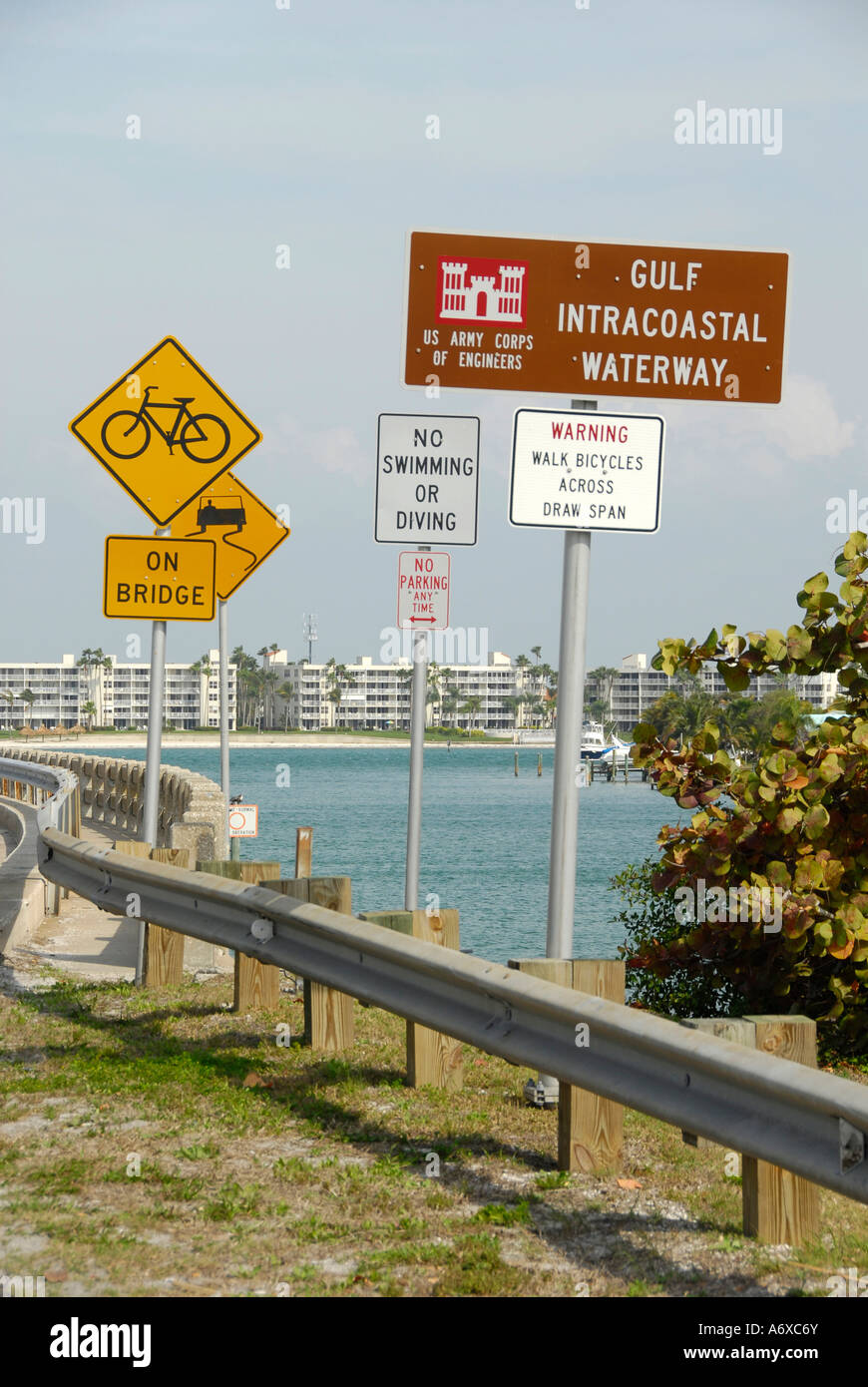 Sign showing the direction and route of the intercoastal waterway on ...