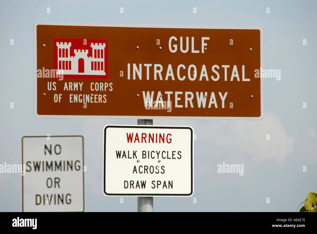 Sign showing the direction and route of the intercoastal waterway on ...
