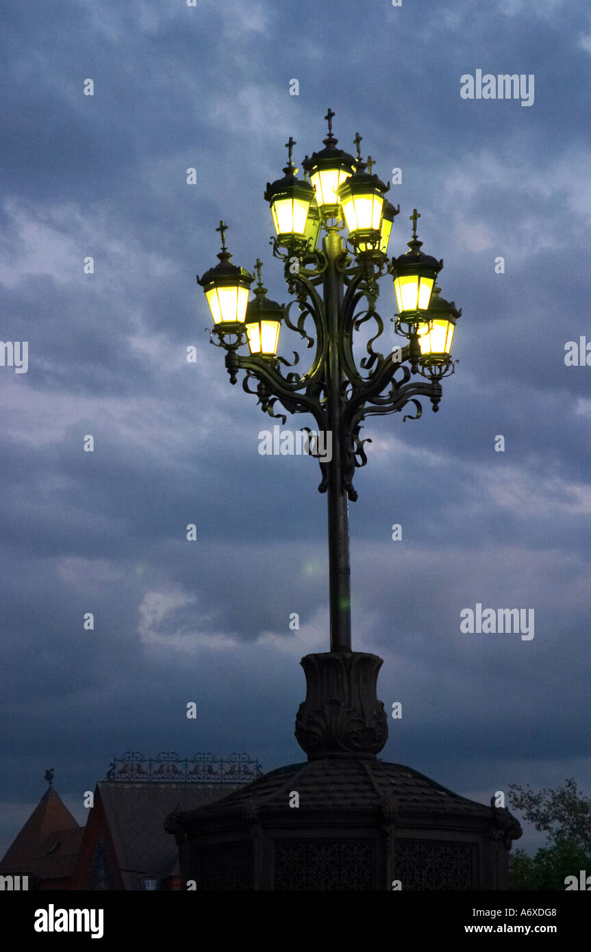 Street lights in Moscow Russia In the grounds of The Christ the ...