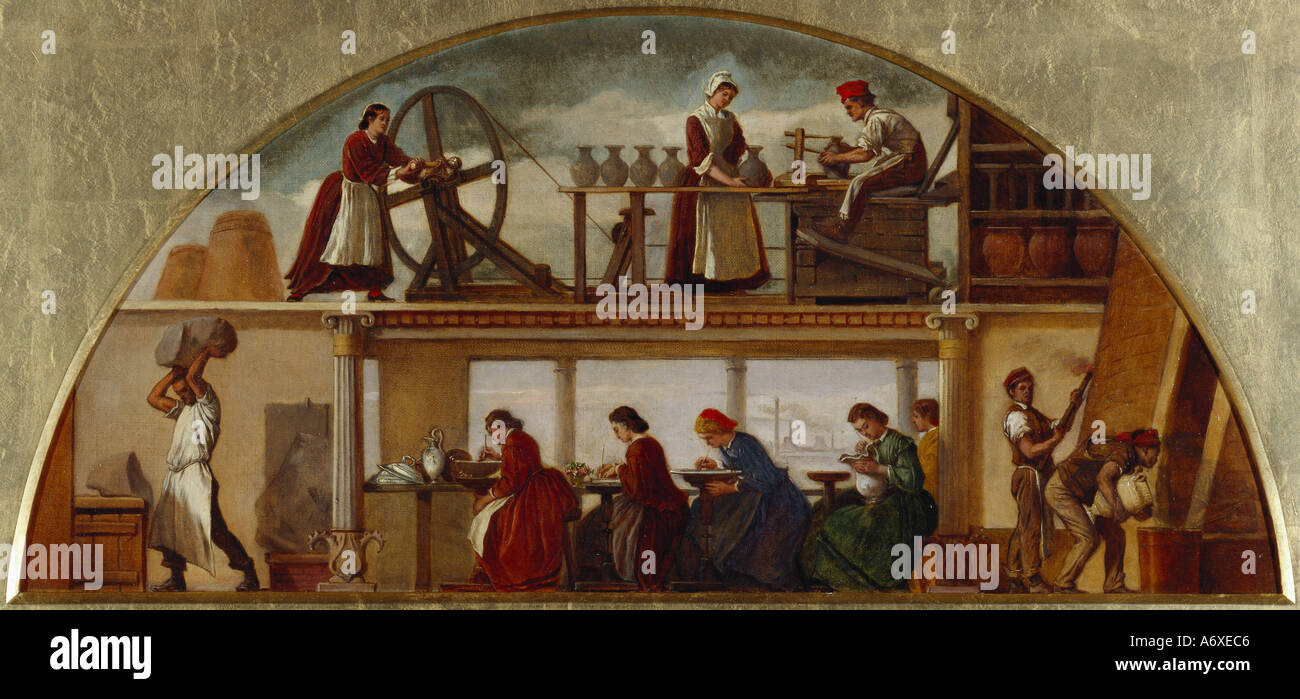 A Pottery Shop by Alfred Morgan. England, late 19th century Stock Photo ...