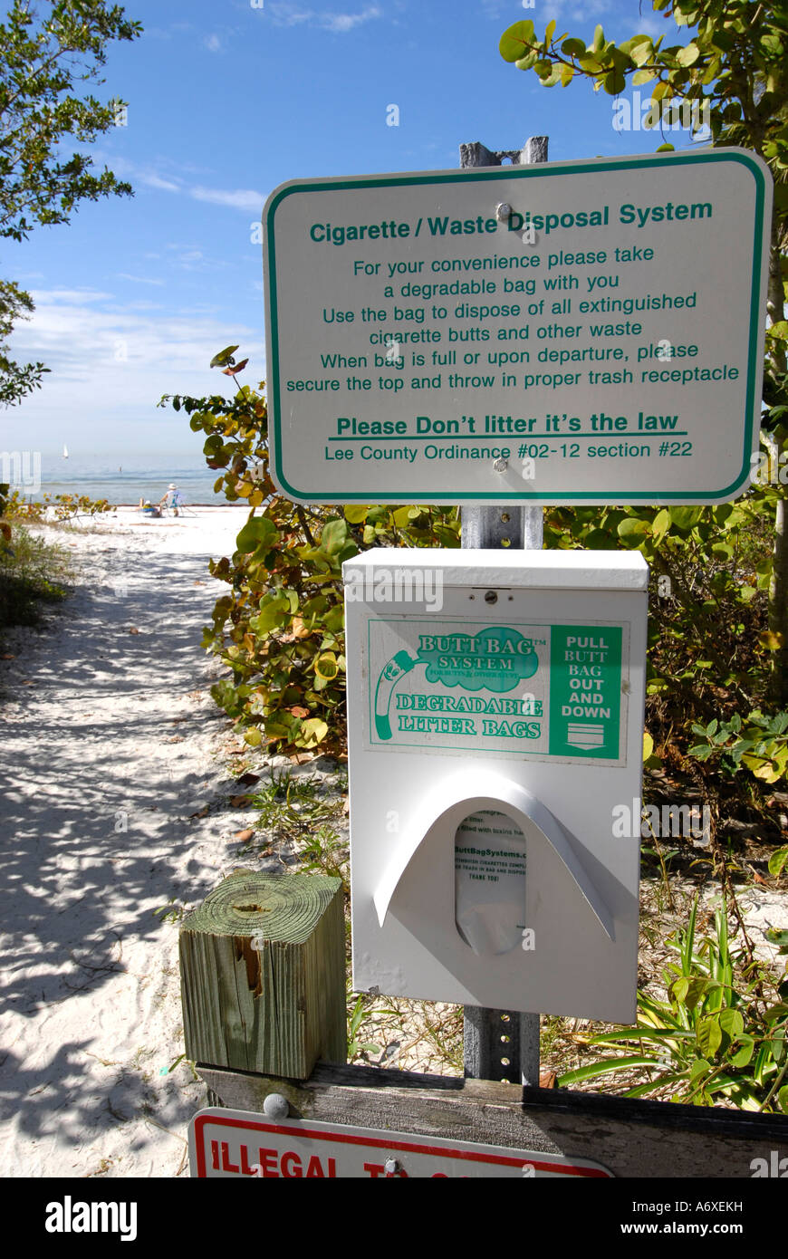 Cigarette disposal system at Fort Meyers Beach Florida FL Stock Photo ...
