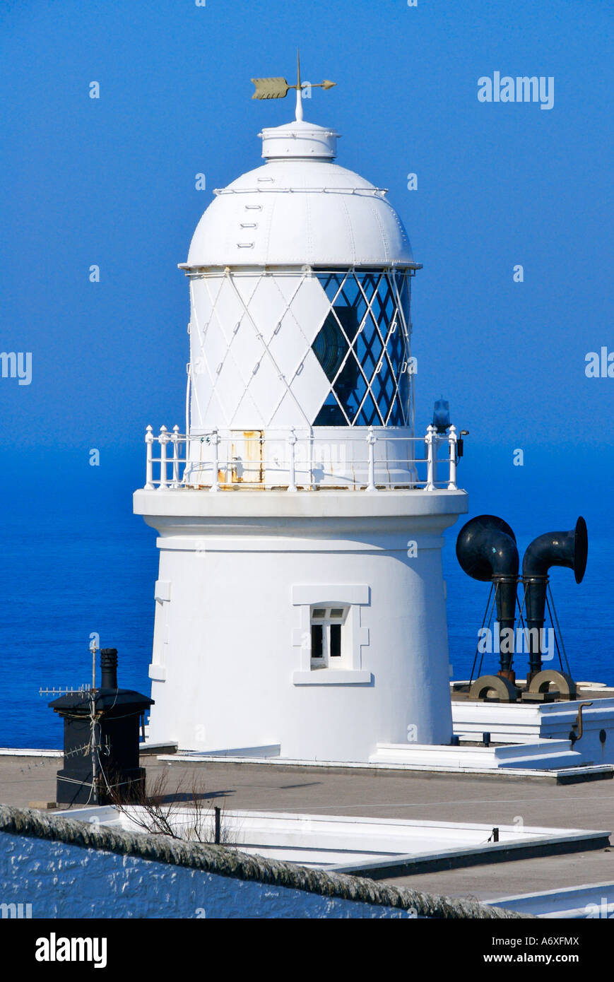 Pendeen lighthouse and foghorns Stock Photo - Alamy