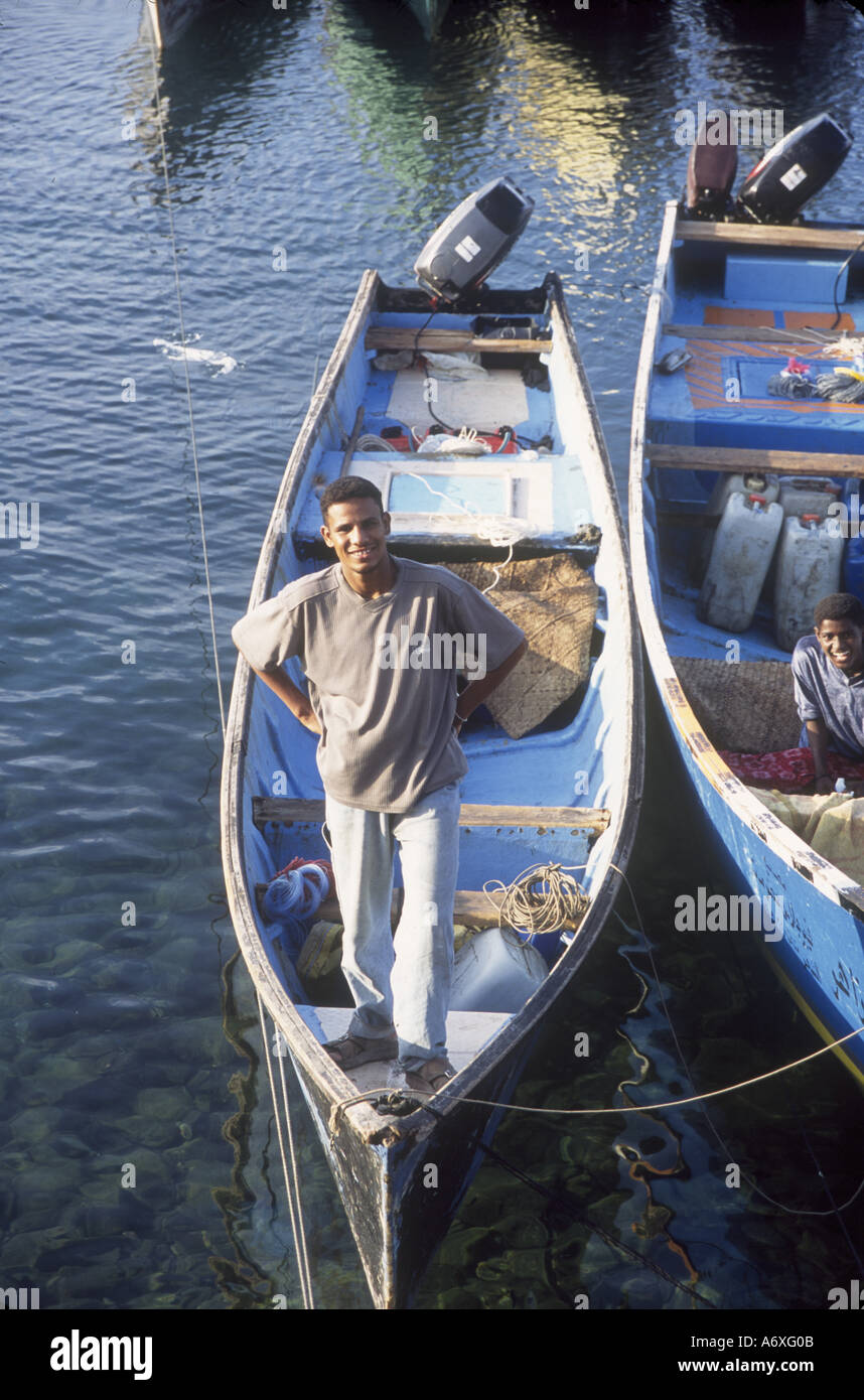 Yemen, Arabian Sea, Al Mukalla, Fishermen get ready for the day in the ...