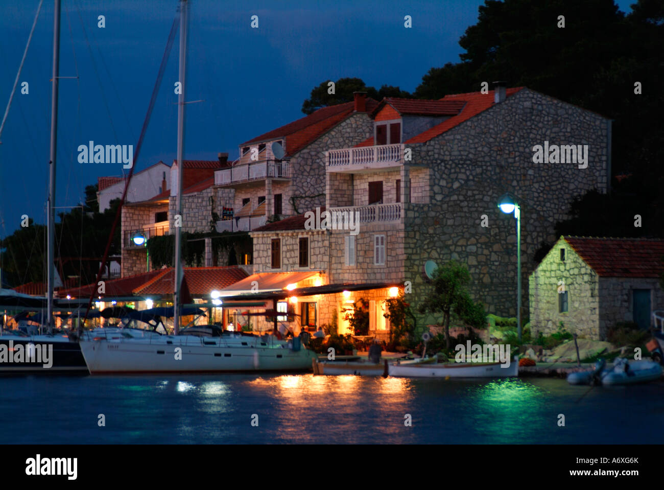 Pomena harbour on Mljet Island on Dalmatian Coast of Croatia Stock ...