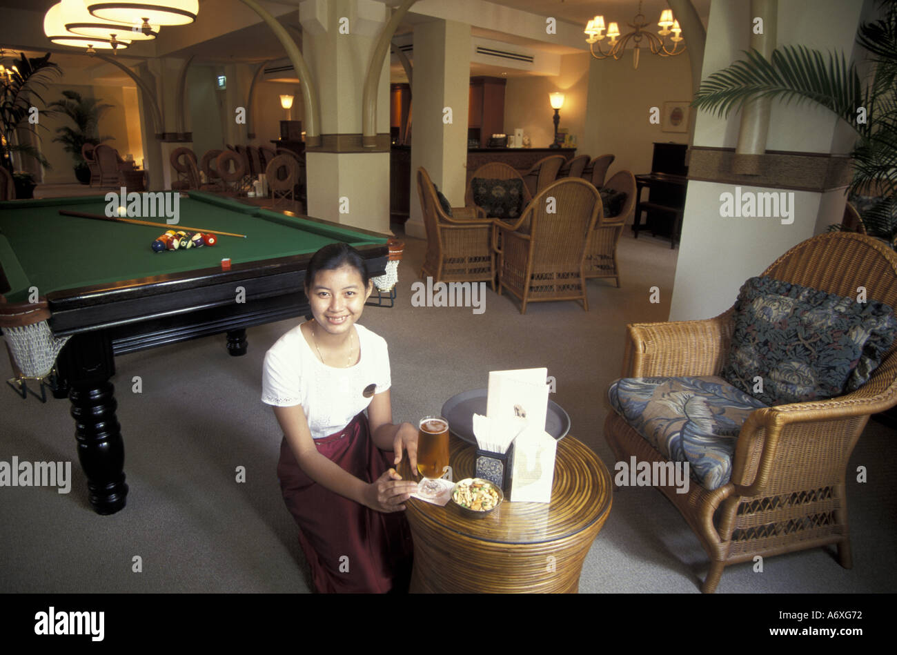 Asia, Cambodia, Siem Reap, Angkor Hotel. Elephant bar and billiards ...
