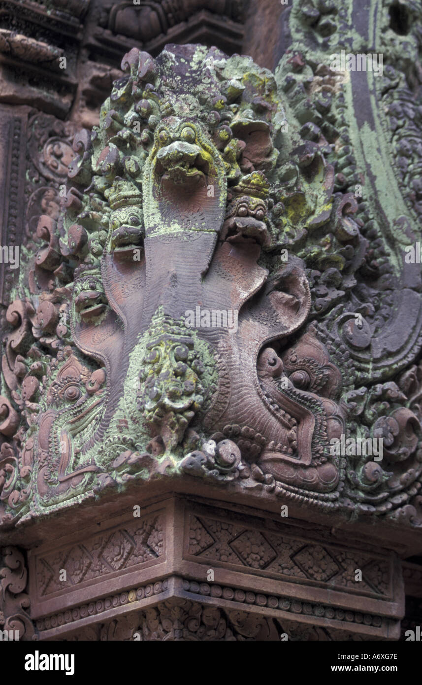 Asia, Cambodia, Ban Teay Srei Temple. Monsterous reliefs Stock Photo ...