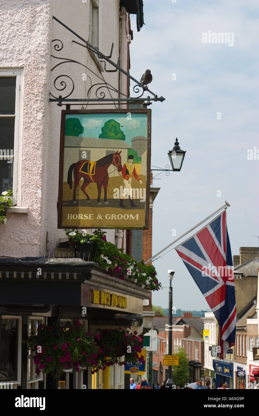 ENGLAND Windsor Sign for Horse and Groom pub exterior of downtown ...