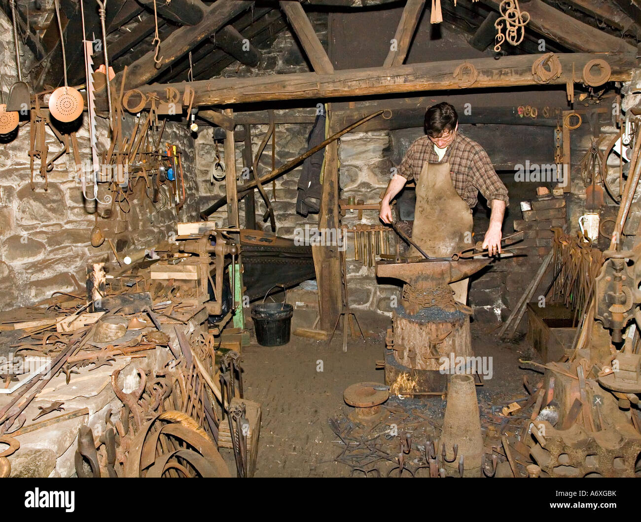 Traditional blacksmith smithy St Fagans national history museum Wales ...
