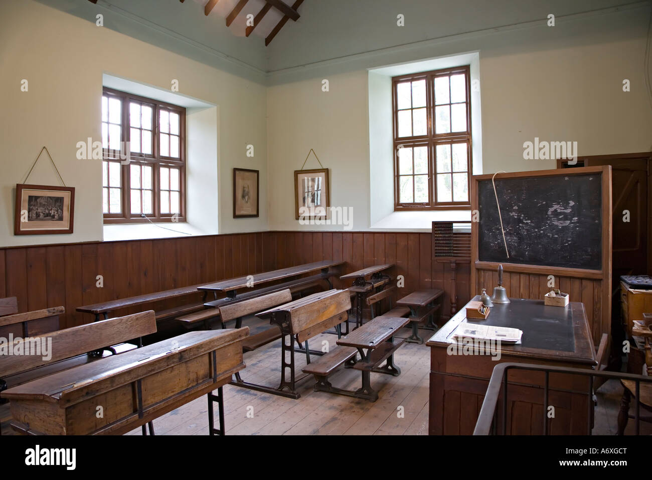 School classroom as it would be in the 1890s museum display Wales UK ...