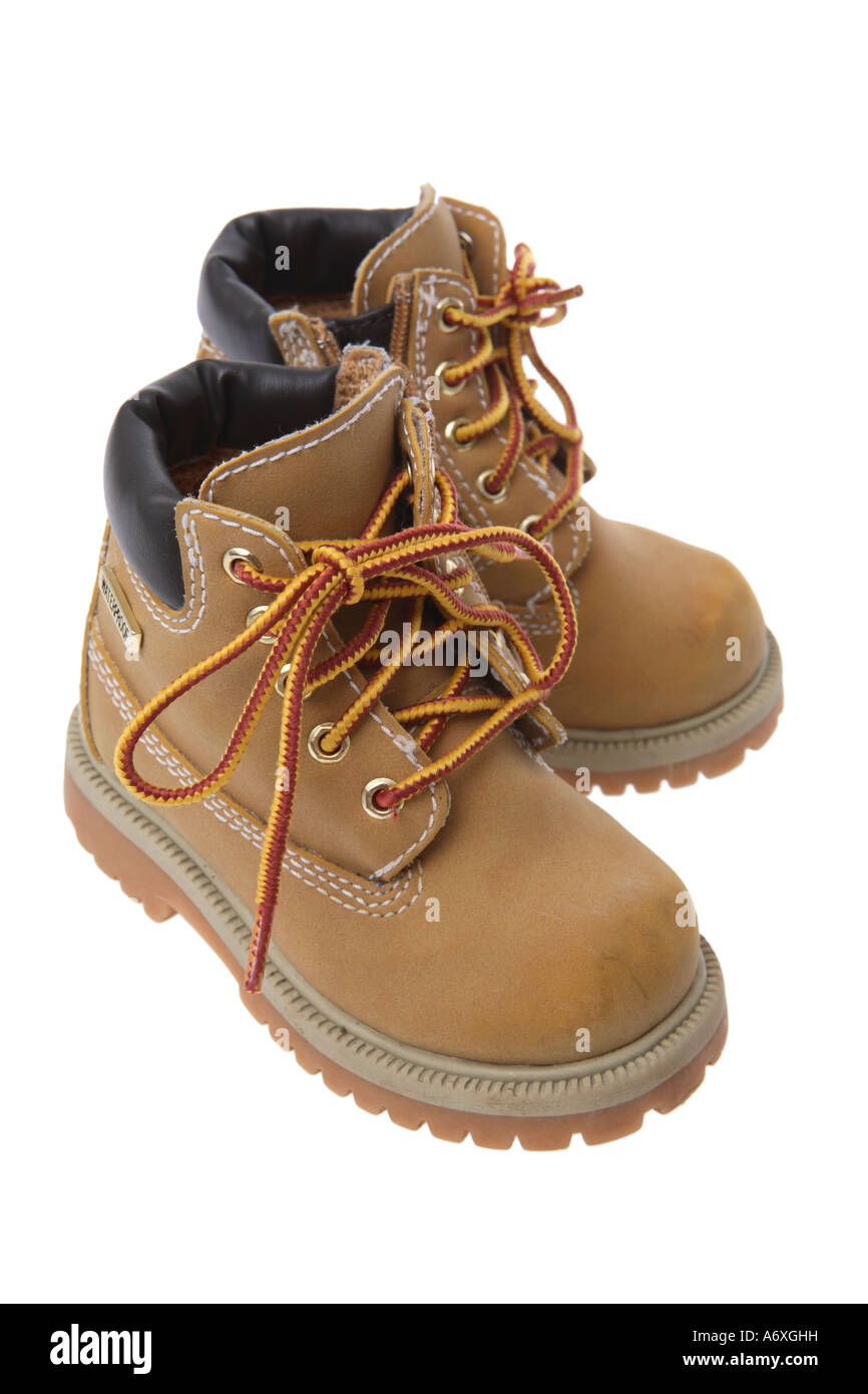Work Boots cut out on white background Stock Photo - Alamy