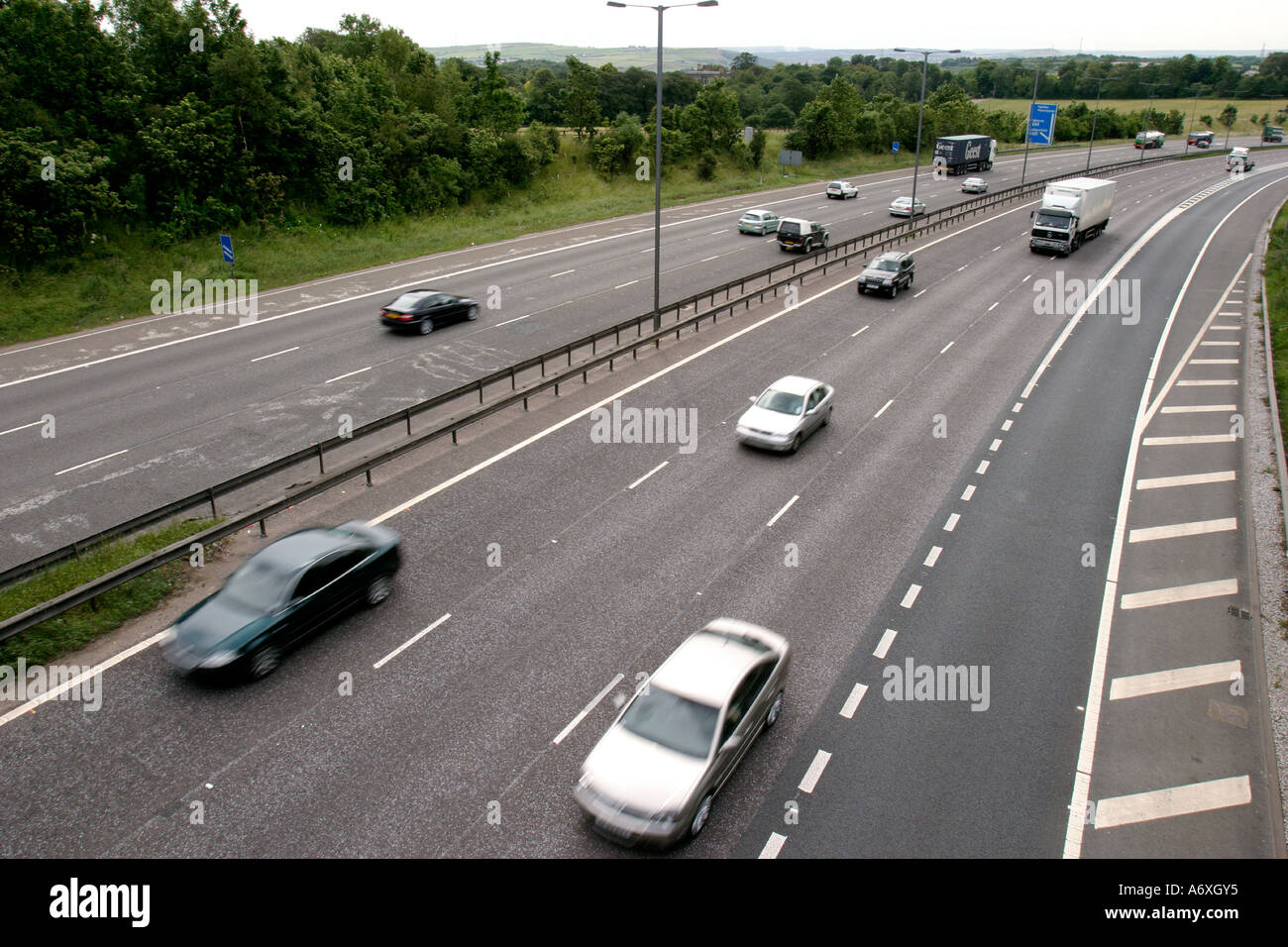 M62 motorway Yorkshire View from bridge towards Junction 25 Moderate ...