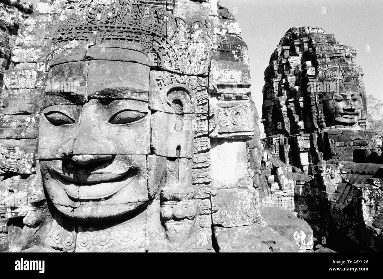 Angkor Cambodia, Heads The Bayon Stock Photo - Alamy