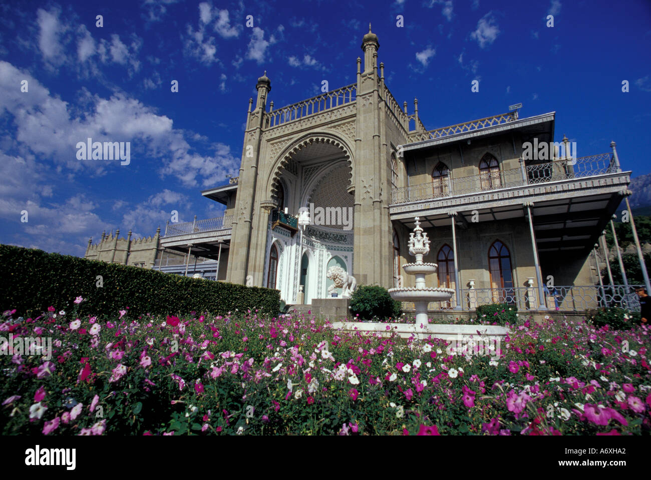 EU, Ukraine, Yalta, Alupka, Vorontsov Palace, extensive garden area ...