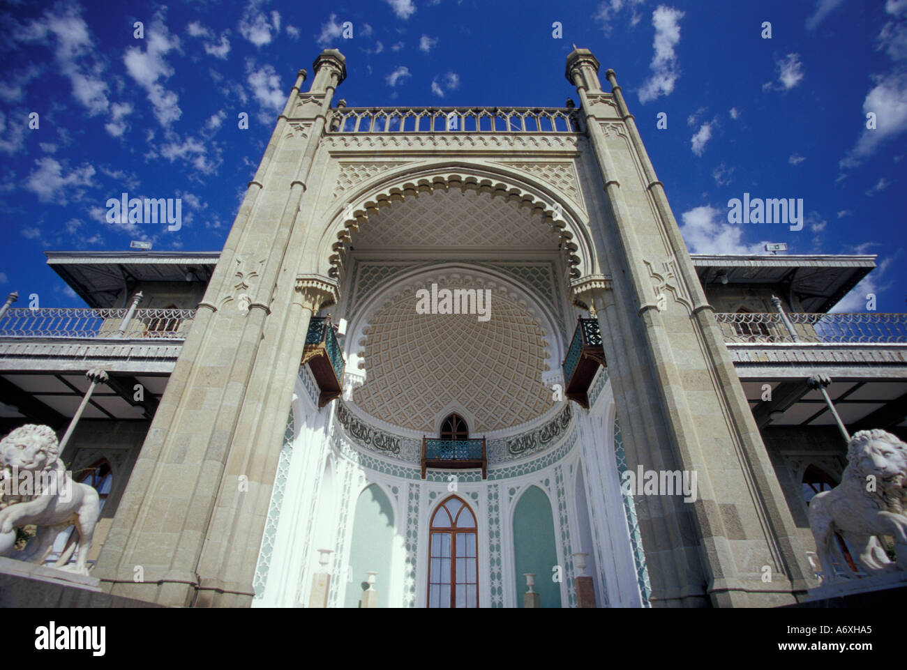 EU, Ukraine, Yalta, Alupka, Vorontsov Palace, Moorish style palace as ...