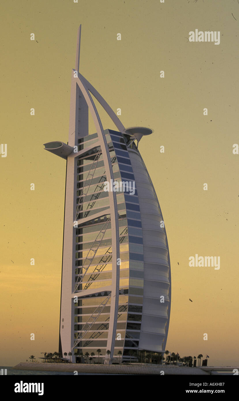 United Arab Emirates, Dubai. Arabian tower in sunset light Stock Photo ...