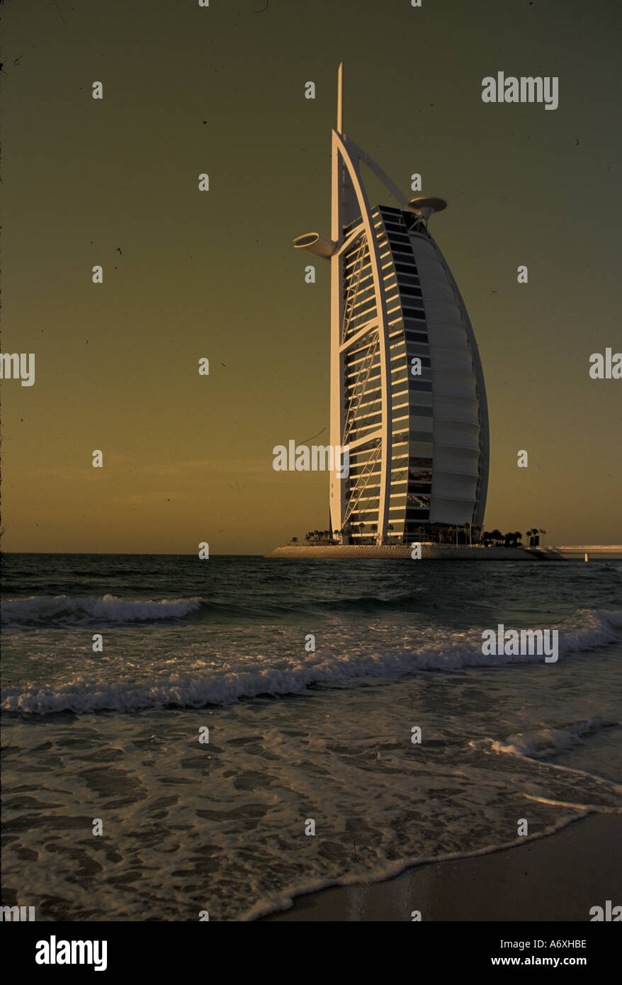 United Arab Emirates, Dubai. Arabian tower in the sunset light Stock ...