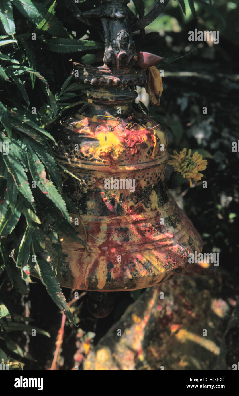 Hindu ritual sacred place bell in Kathmandu valley Nepal Stock Photo ...