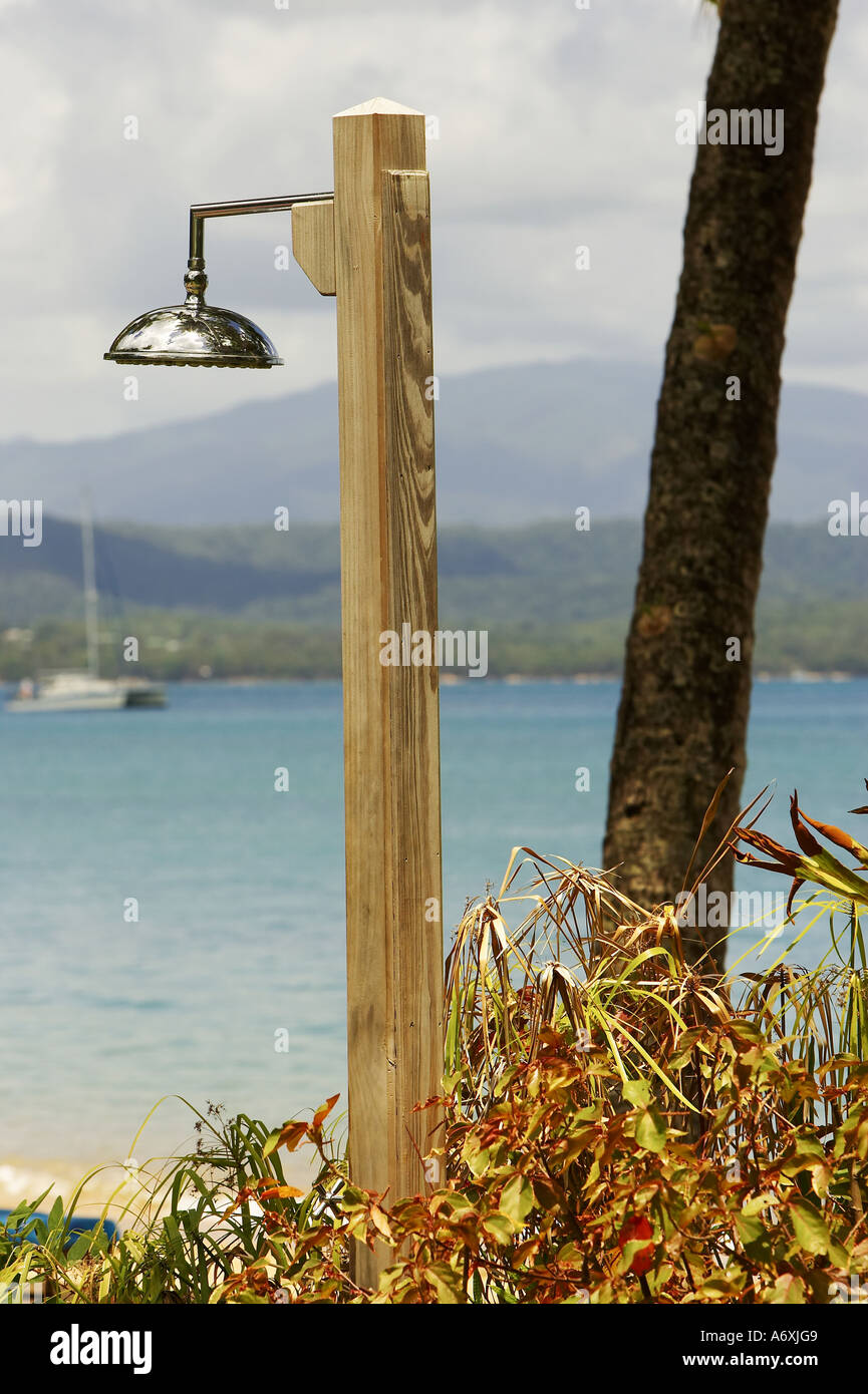 A tropical island outdoor shower Stock Photo - Alamy