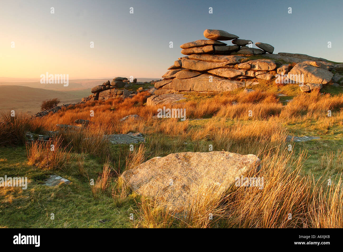 Stowe s Hill with late evening light Bodmin Moor Cornwall Stock Photo ...