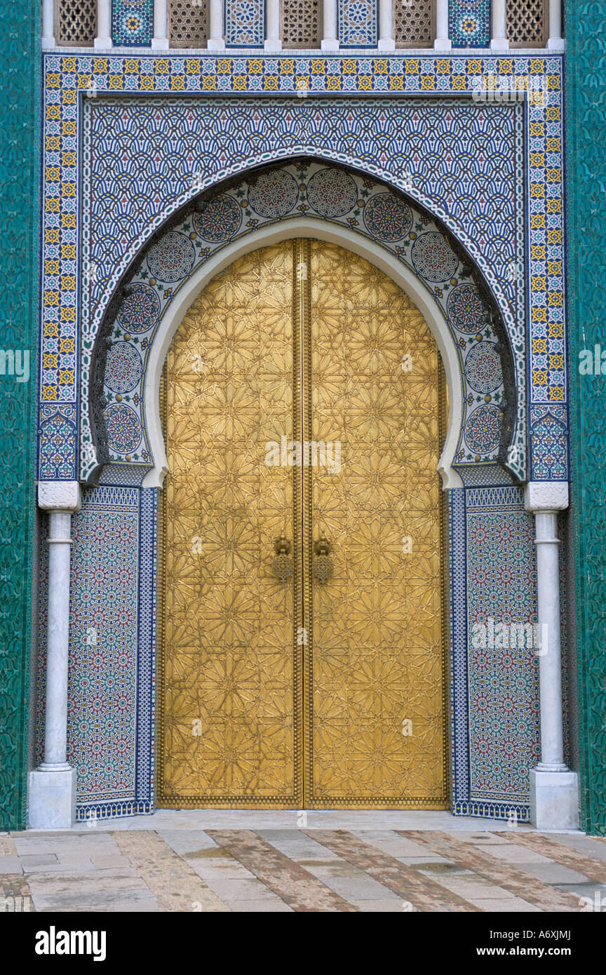 Ornate doorway the Royal Palace Fez Morocco North Africa Africa Stock ...