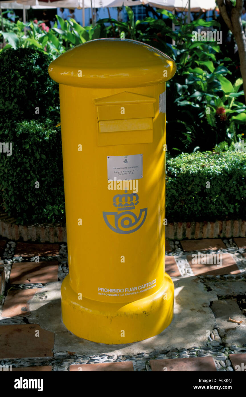 Yellow postbox Spain Europe Stock Photo - Alamy