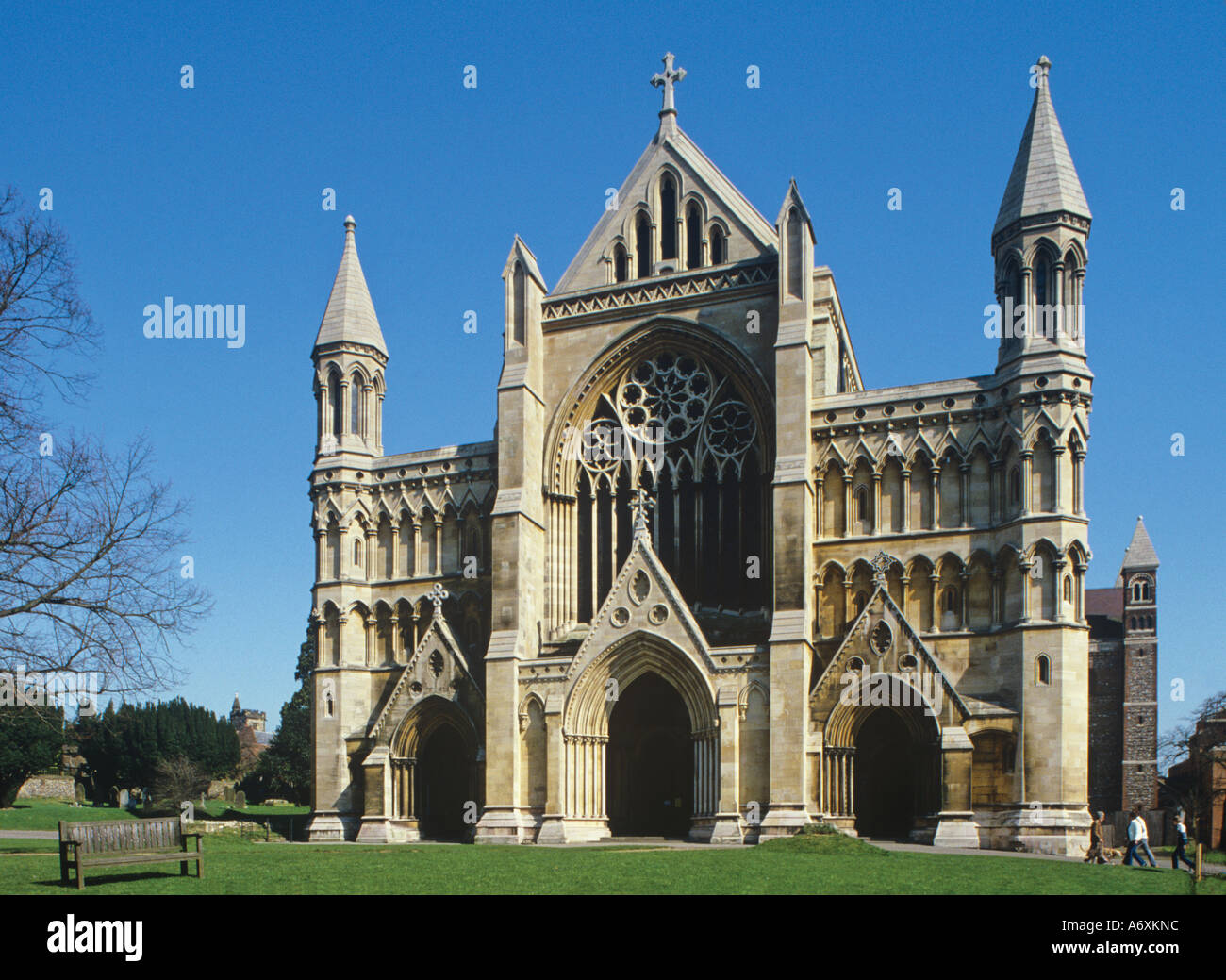 The West front of St Albans Cathedral Hertfordshire Stock Photo - Alamy