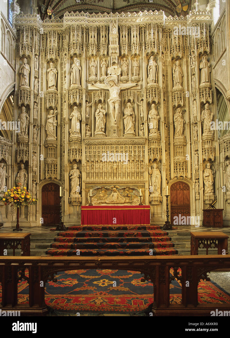 Intricate stone carvings above the Altar known as The Rood Screen in St ...