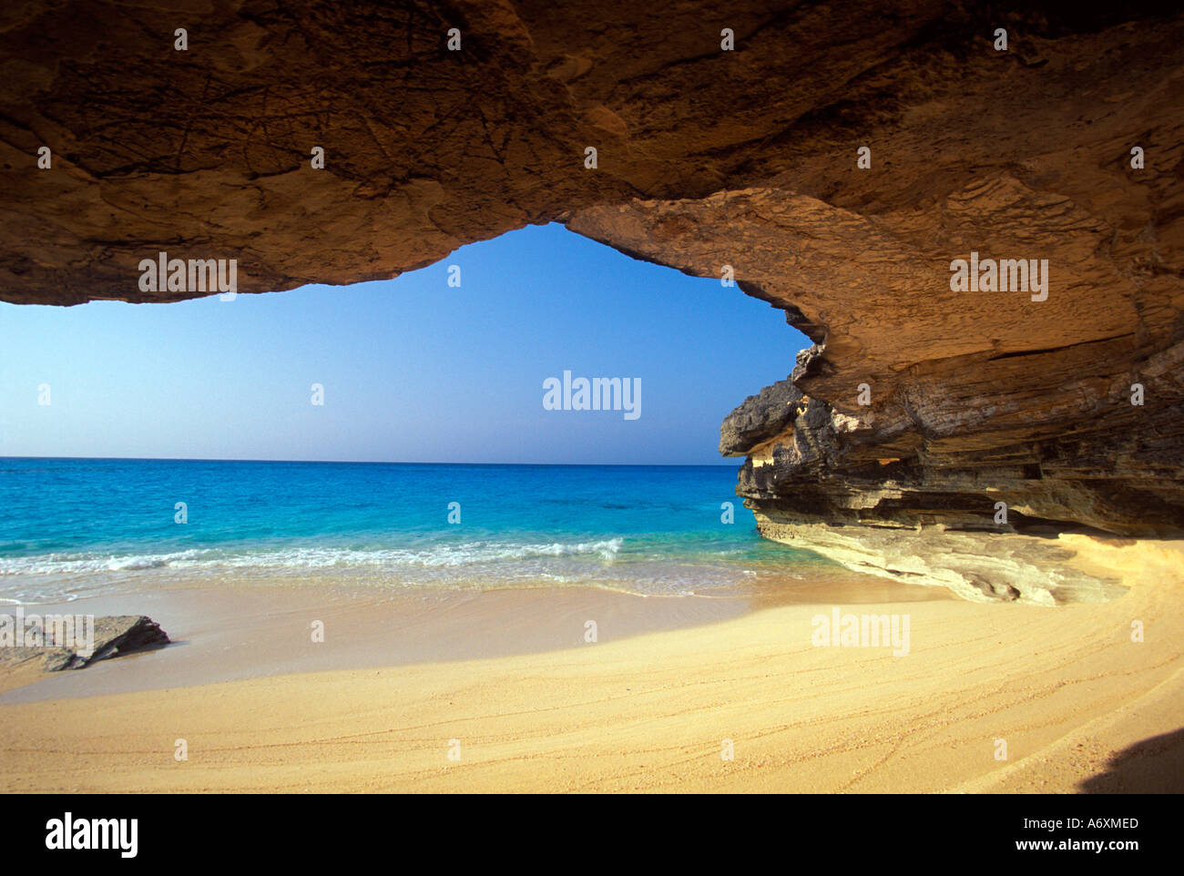 Cave at French Bay, San Salvador Island, Bahamas Stock Photo - Alamy