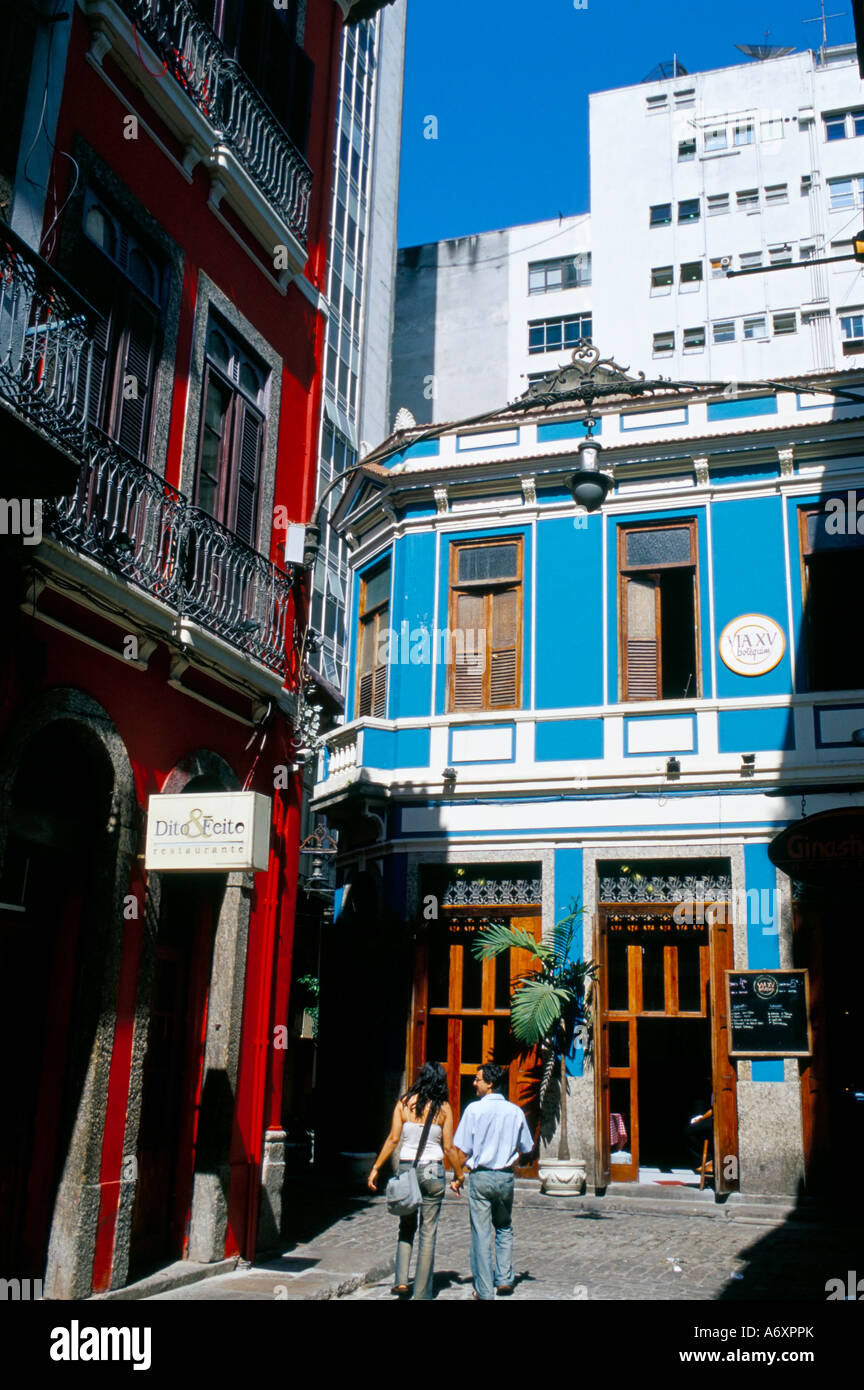 People walking in the old centre Rio de Janeiro Brazil South America ...