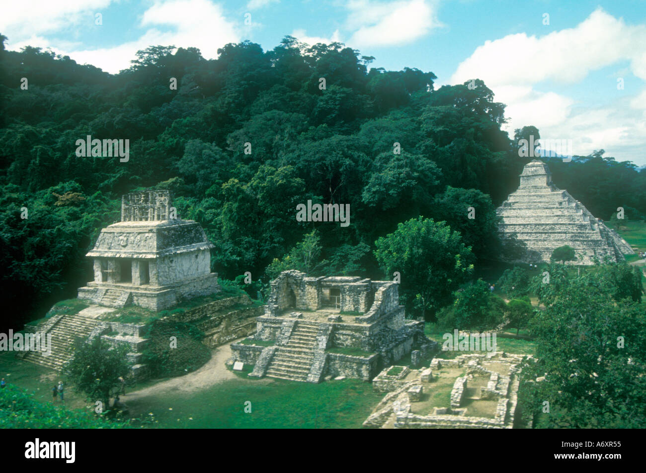 Palenque Maya Palenque left temple of the sun right Pyramid of the ...