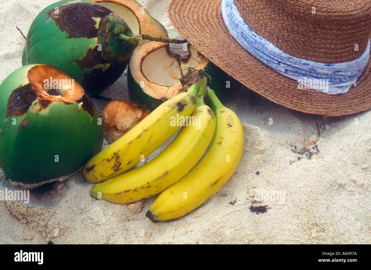 Fruits on the beach in the Caribbean shore Stock Photo - Alamy