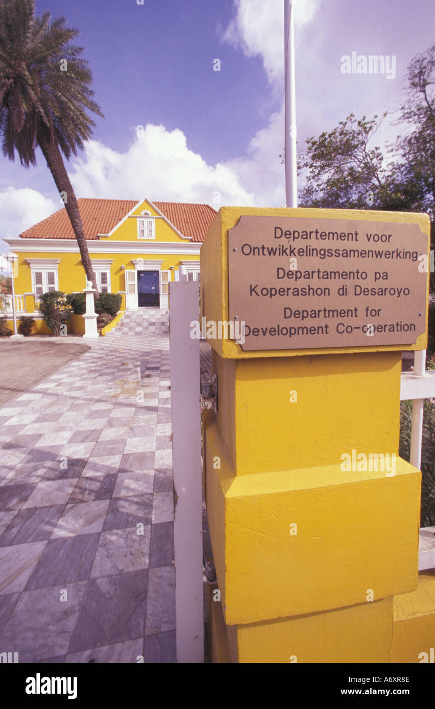 Caribbean, Netherland Antilles, Curacao Colorful buildings and detail ...