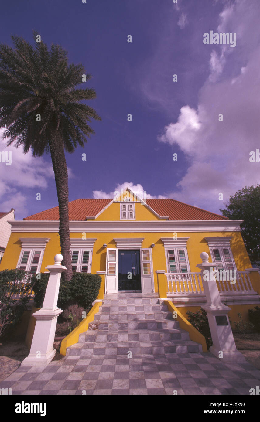 Caribbean, Netherland Antilles, Curacao Colorful buildings and detail ...