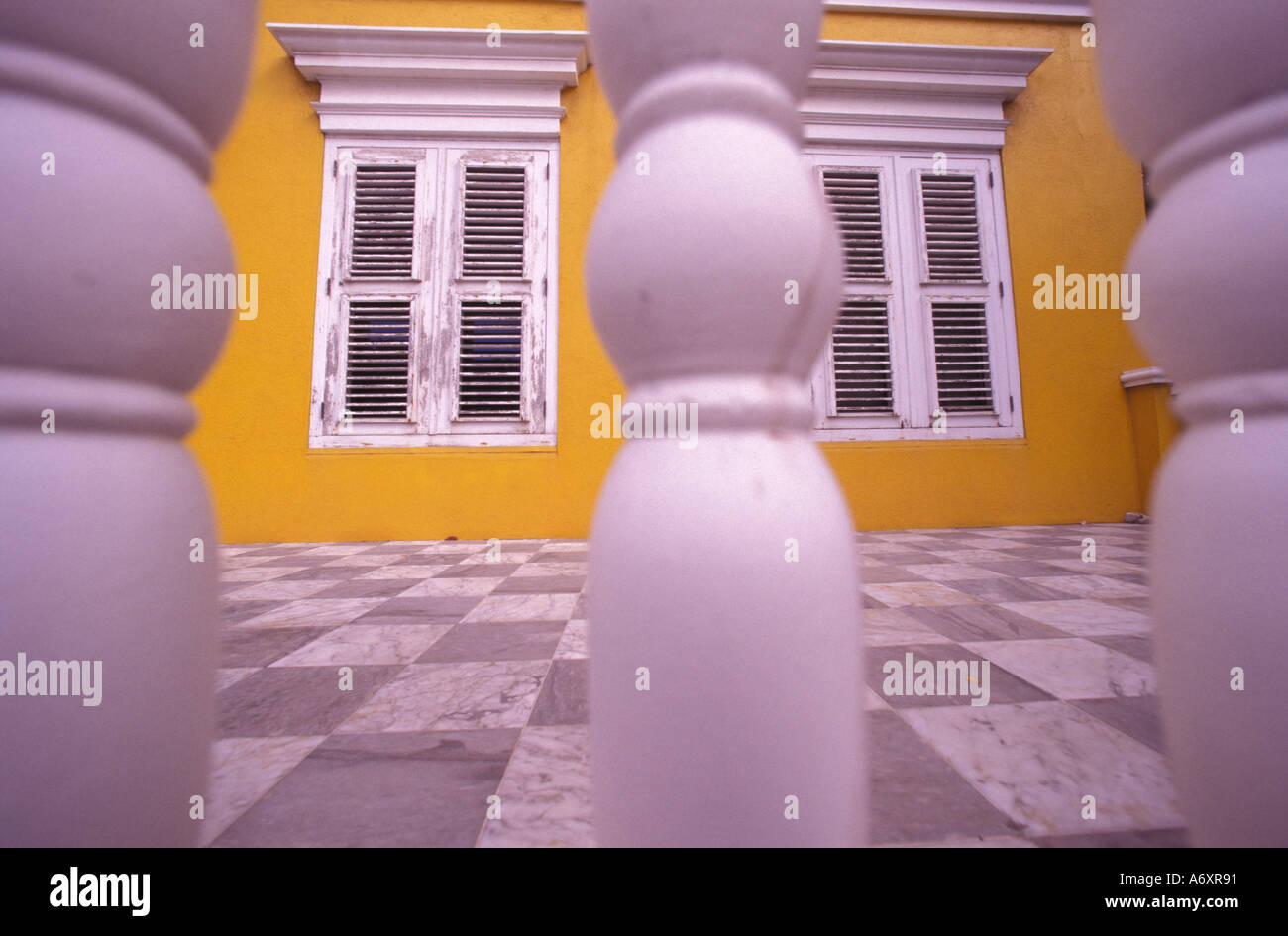 Caribbean, Netherland Antilles, Curacao Colorful buildings and detail ...