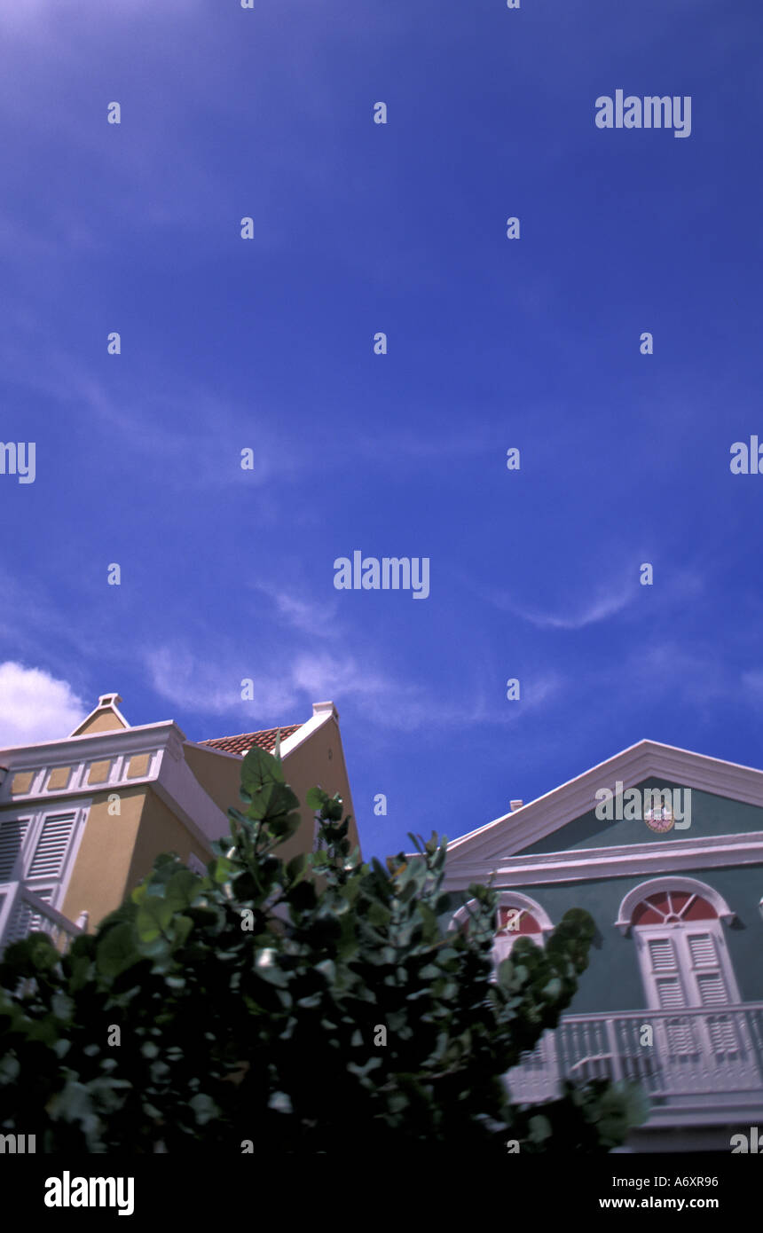 Caribbean, Netherland Antilles, Curacao Colorful buildings and detail ...