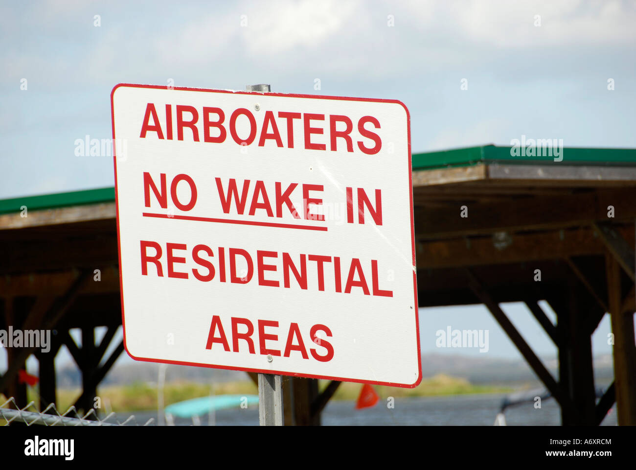 No Wake Warning Sign for Airboat Riders on West Lake Toho near ...