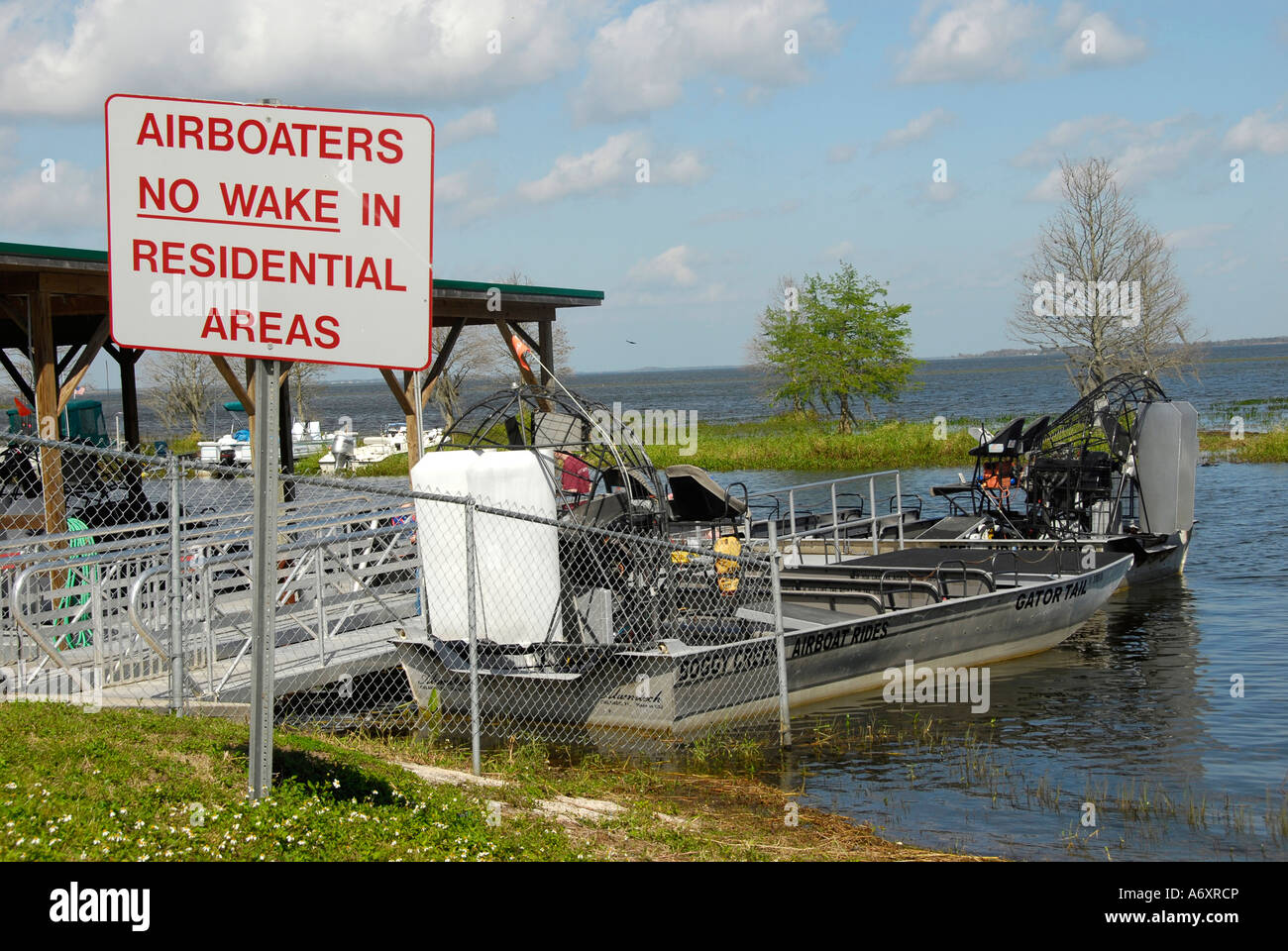 No Wake Warning Sign for Airboat Riders on West Lake Toho near ...