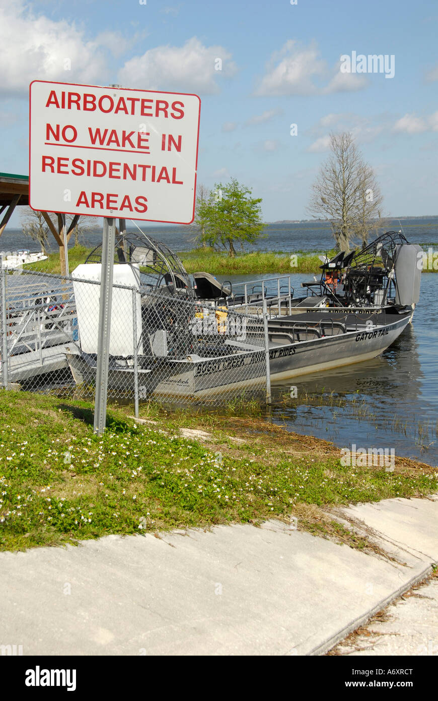 No Wake Warning Sign for Airboat Riders on West Lake Toho near ...